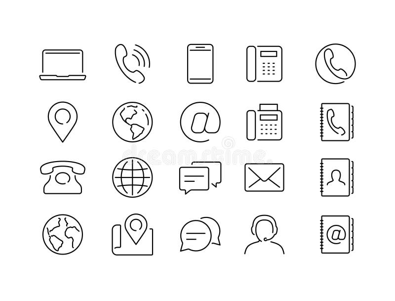 Contact Us or Customer Service Related Vector Icons in Outline Style ...