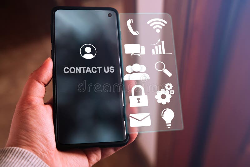 Contact Us or Customer Support Hotline People Connect. Stock Photo ...