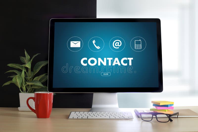 Contact us on keyboard stock image. Image of computer - 159500901