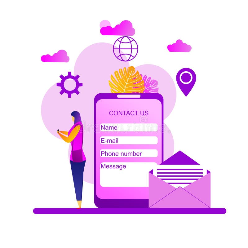 Contact Us Flat Vector Illustration Stock Vector - Illustration of ...