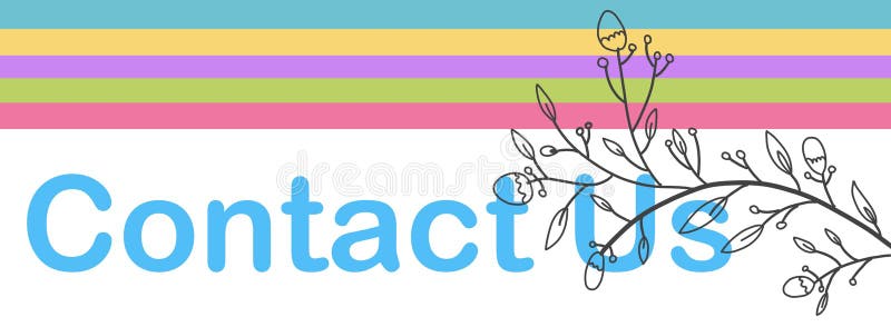 Contact Us Floral Element Colorful Stripes Text Horizontal Stock ...