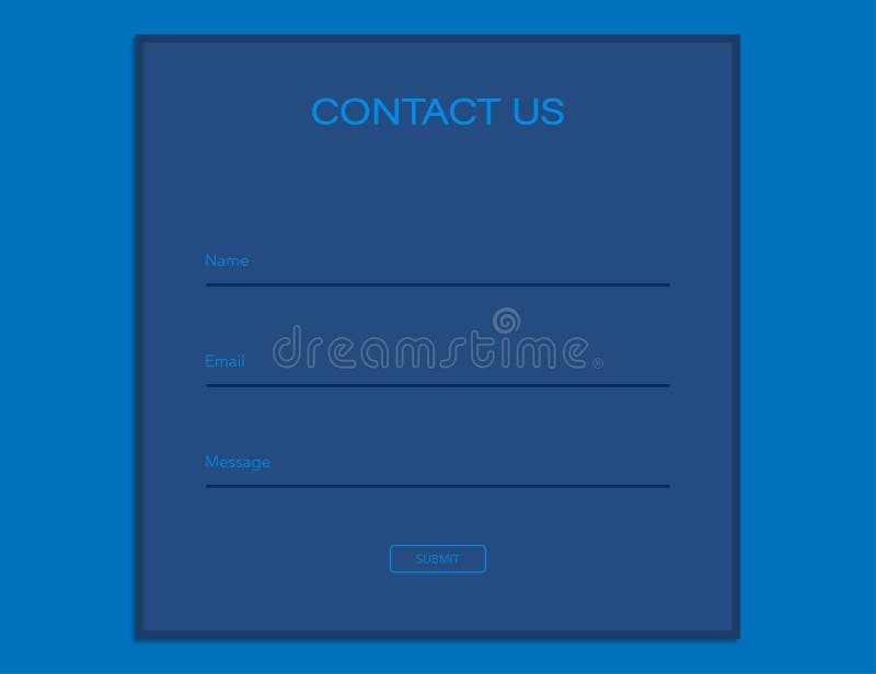 Contact Us Form in Dark Blue Design. Template for Feedback on Web Site ...