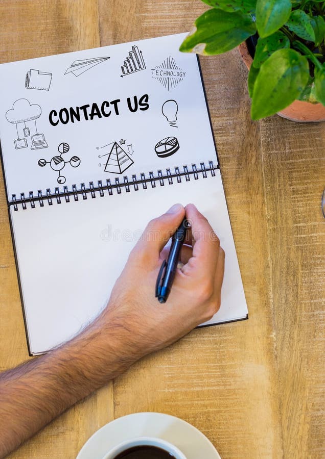 Contact Us Graphic on a Notebook. Stock Illustration - Illustration of ...