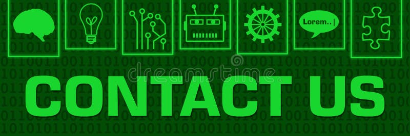 Contact Us Green Neon Binary Symbols on Top Horizontal Stock ...