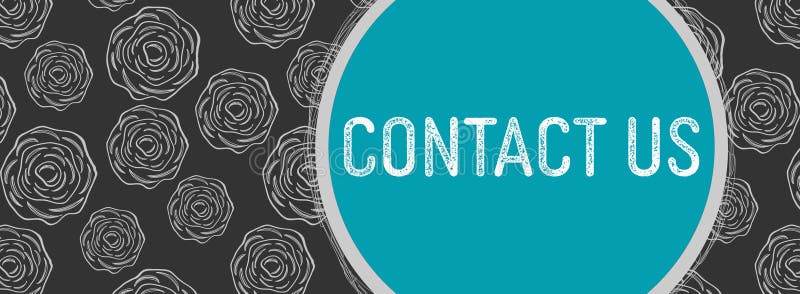 Contact Us Grey Floral Texture Teal Circular Text Horizontal Stock ...