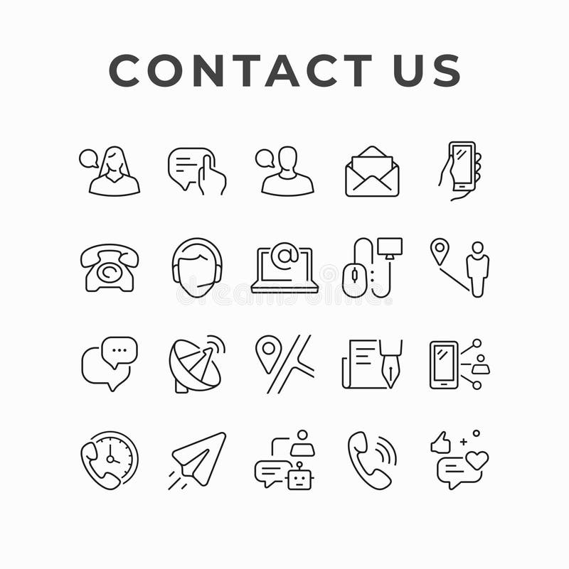 Contact, Hotline, 24h Help Icons Set Stock Vector - Illustration of ...
