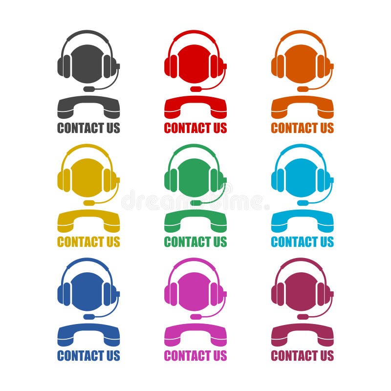 Contact Us Icon or Logo, Color Set Stock Vector - Illustration of ...