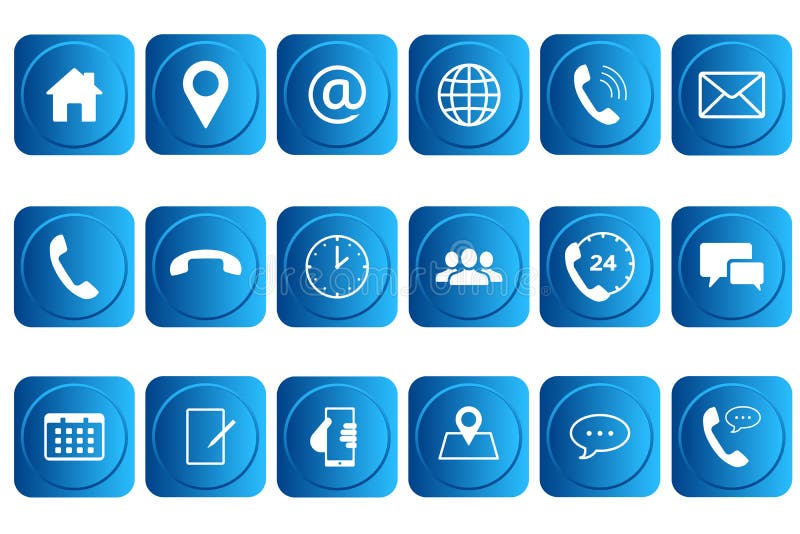 Contact Us Icon Set for Web and Mobile Stock Vector - Illustration of ...
