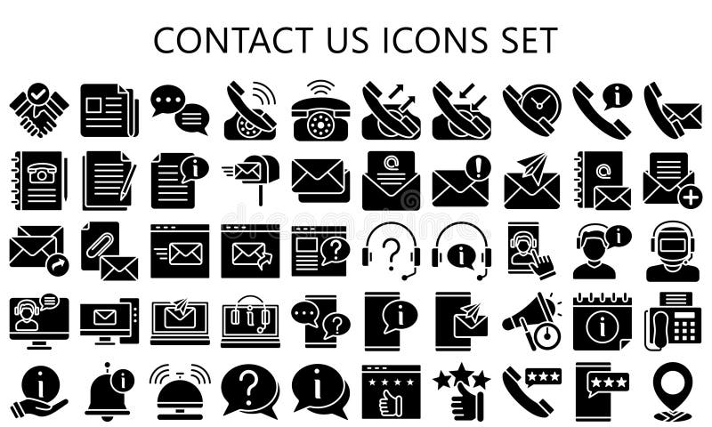 Contact Us and User Interface Glyph Icons Pack Stock Vector ...