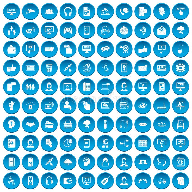 Contact Icon Set Blue
