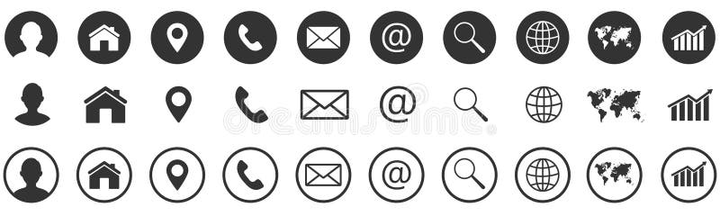 Contact Us Icons, Set of Website Icons, Vector. Communication Symbol ...