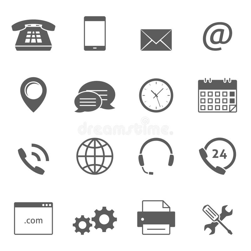 Contact Vector Icons Set, Modern Solid Symbol Collection, Filled Style ...