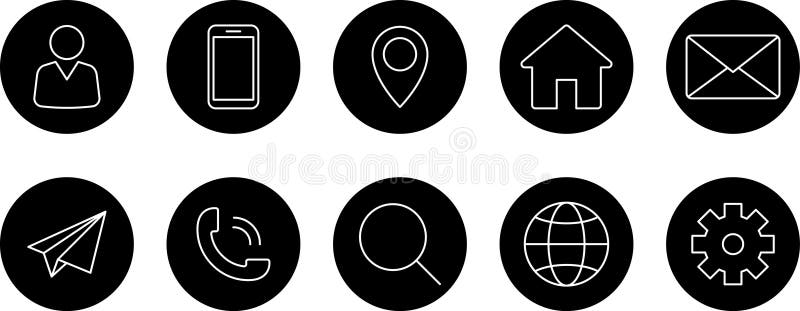 Contact Us Icons Vector. Web Icons Set - Home, Email, Address, Call ...