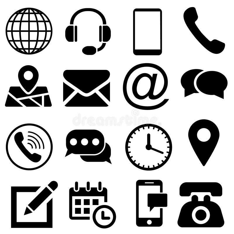 Contact Us Icons Vector Set. Web Sign Illustration Collection ...
