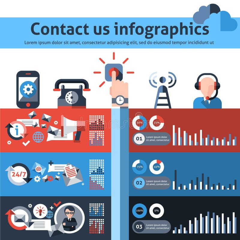 Contact Us Infographics Note Folder Stock Vector - Illustration of ...