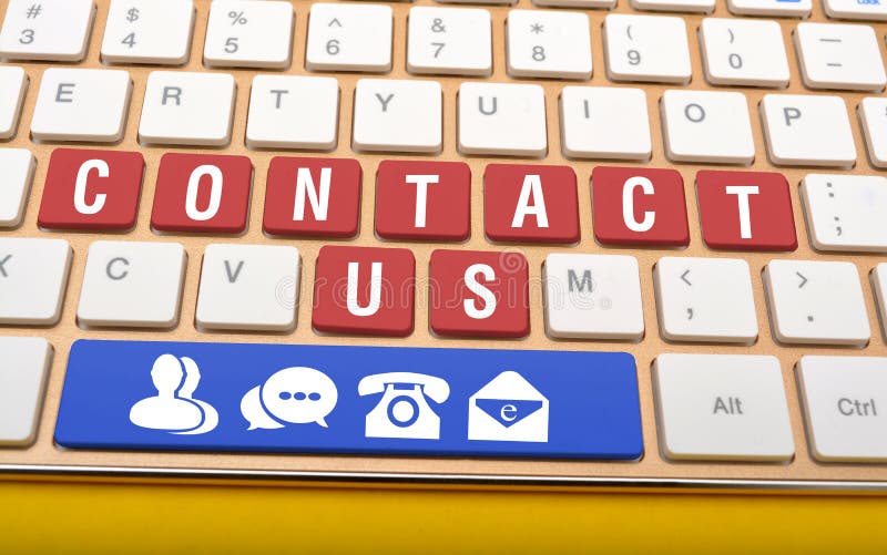 Contact Us on Keyboard Keys with Icons in Space Stock Photo - Image of ...