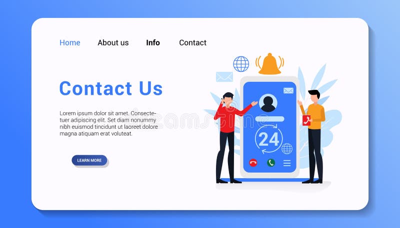 Contact Us Landing Page Template Graphic Design Illustration Stock ...