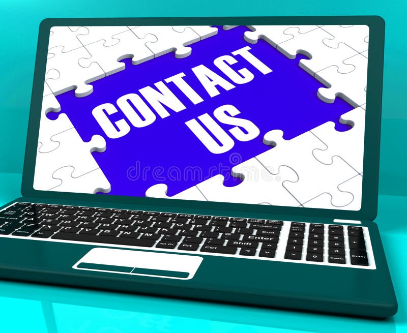 Contact Us on Laptop Shows Helpdesk Communication and Help Stock ...