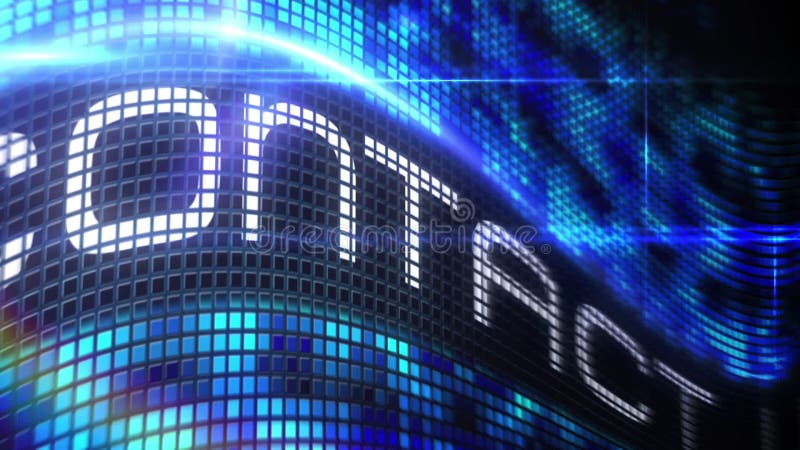 Contact Us Message on Blue Pixel Screen Stock Footage - Video of glow ...