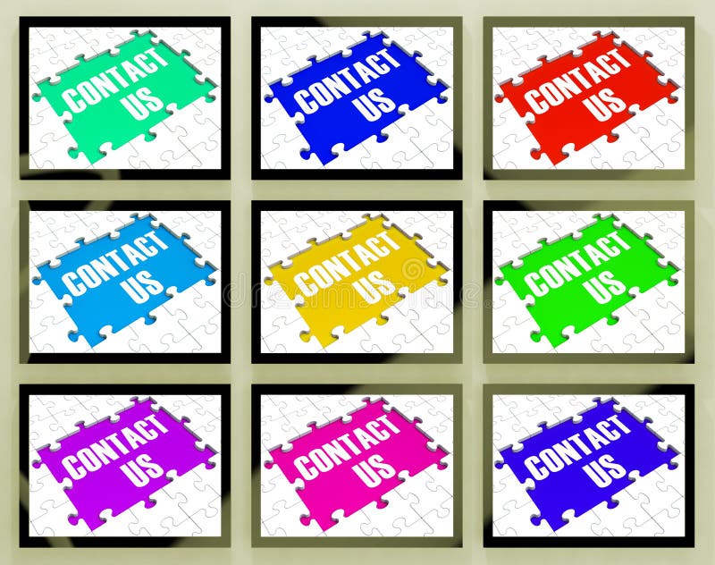 Contact Us on Monitors Showing Customer Support Stock Illustration ...