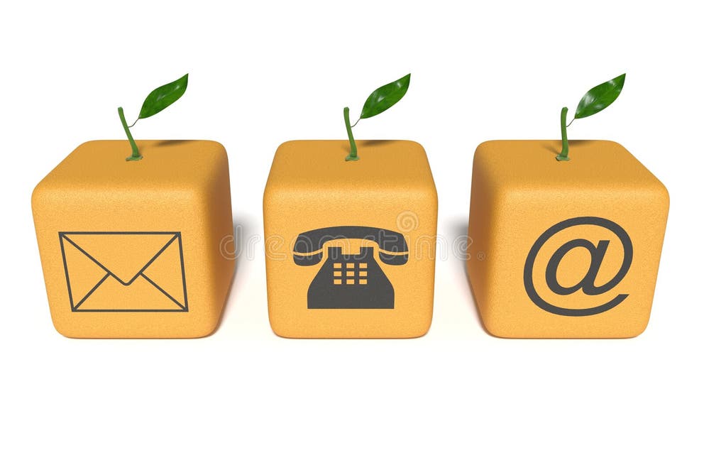 Contact Us: Orange Cubes on a White Background Stock Illustration ...