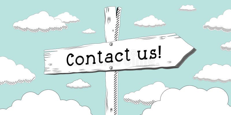 Contact Us - Outline Signpost with One Arrow Stock Illustration - Illustration of arrow, pointer ...