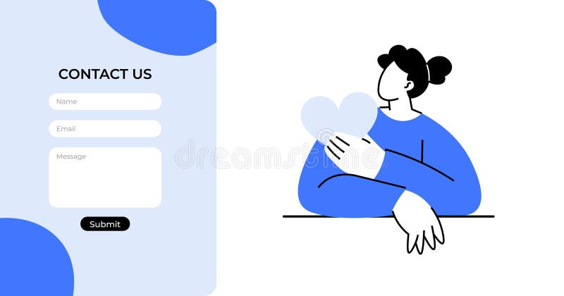 Contact Us Page with Heart-Hugging Character for Website or Application ...