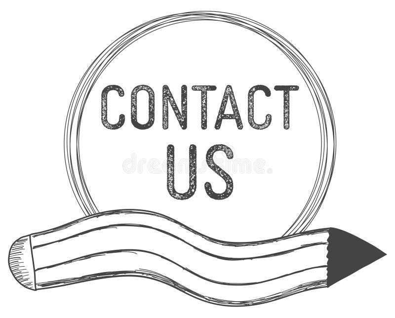 Contact Us Pencil Circle Drawing Sketch Black Text Stock Illustration ...