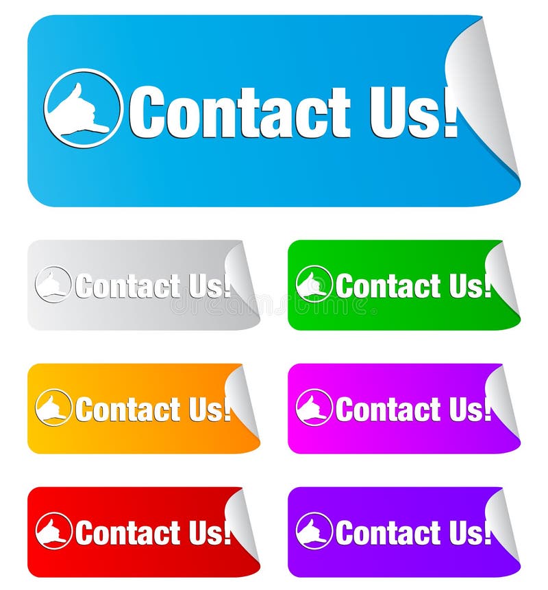 Contact Us, Rectangular Shape Stickers Stock Vector - Illustration of ...