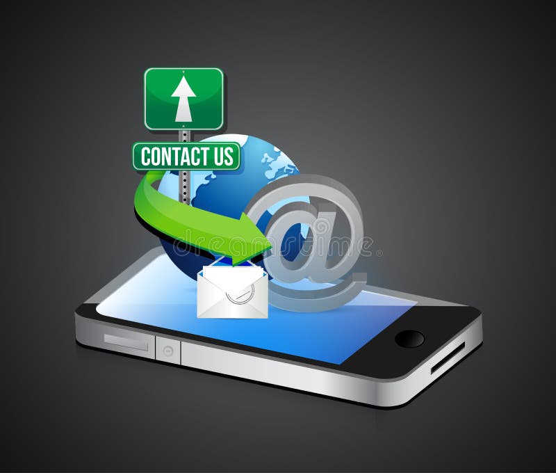 Contact us smartphone stock illustration. Illustration of blue - 29584419