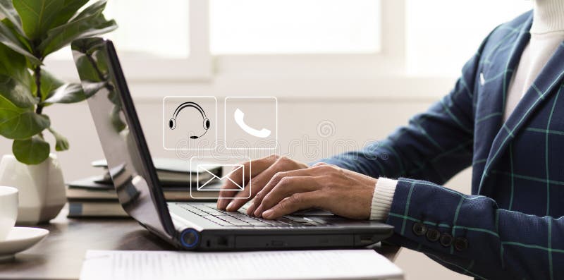 Contact Us and Support Concept with Call, E-mail and Support Icon Stock ...