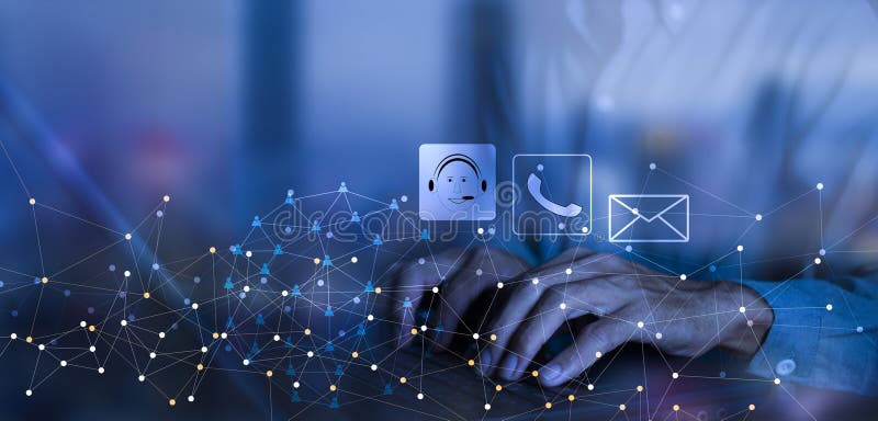 Contact Us and Support Concept with Social Network Stock Illustration ...