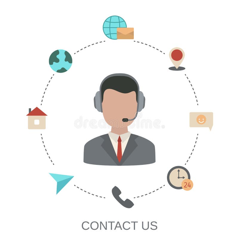 Contact us support help stock vector. Illustration of flat - 109717537