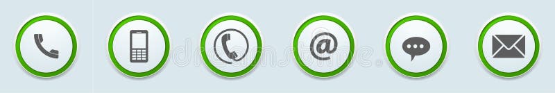 Contact Us Support Service Buttons Illustration Set Stock Vector ...