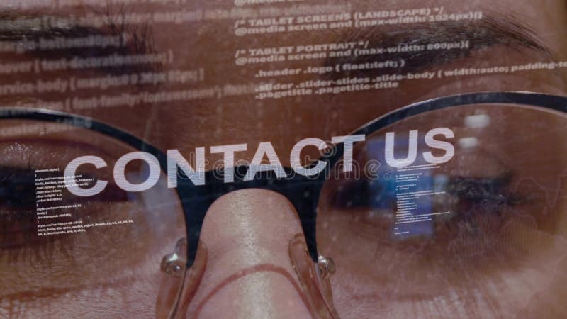 Contact Us Text on Background of Female Developer Stock Footage - Video ...