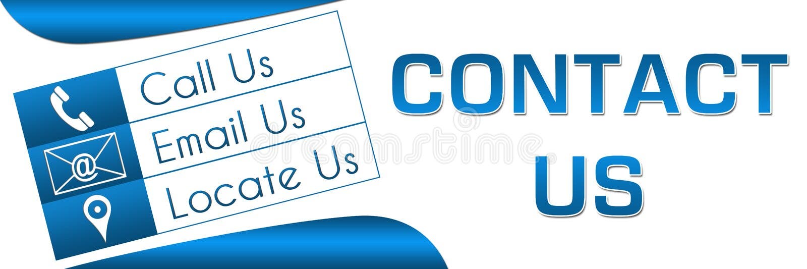 Contact Us Banner Blue stock illustration. Illustration of message ...