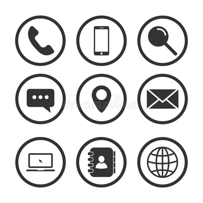 Contact Us Vector Icon Set. Fillio Black Icon Series Stock Vector ...