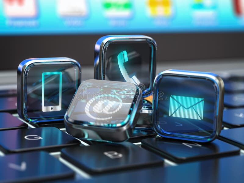 Contact Us. Men with Phone. 3d Stock Illustration - Illustration of ...