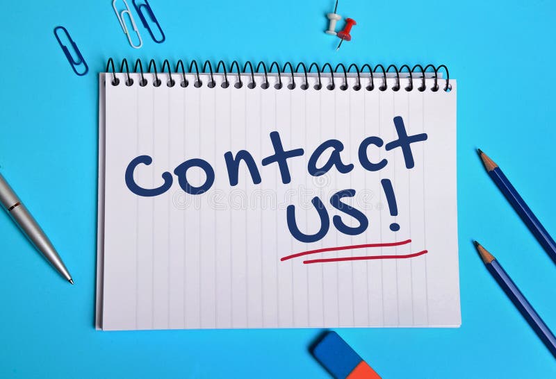 Contact us word stock image. Image of object, notepad - 56350841