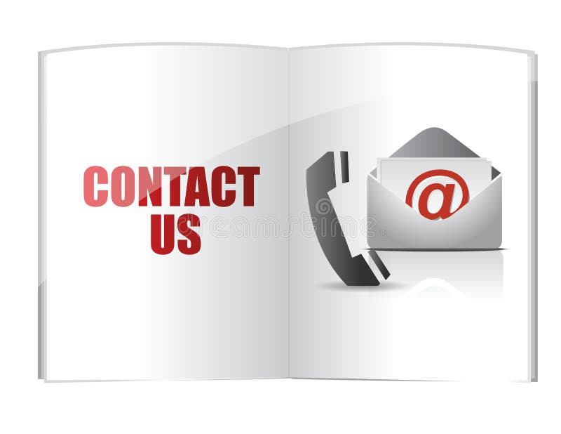 Contact us words on book stock illustration. Illustration of note ...