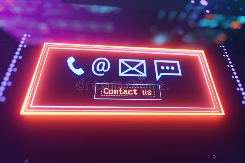 Contact Us Words on a Digital Display with Reflection. Stock ...