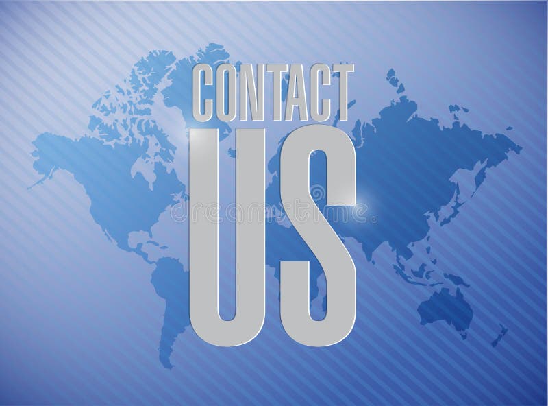 Contact Us World Map Sign Concept Stock Illustration - Illustration of ...