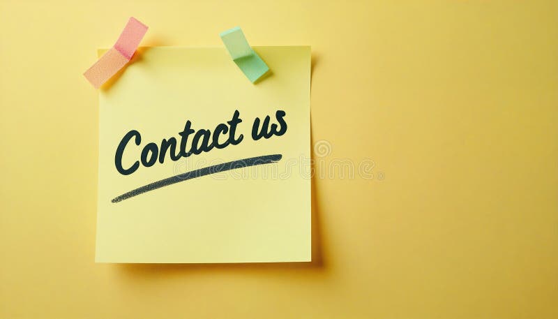 Contact Us Written on Yellow Sticky Note Hanging on Yellow Wall Stock ...