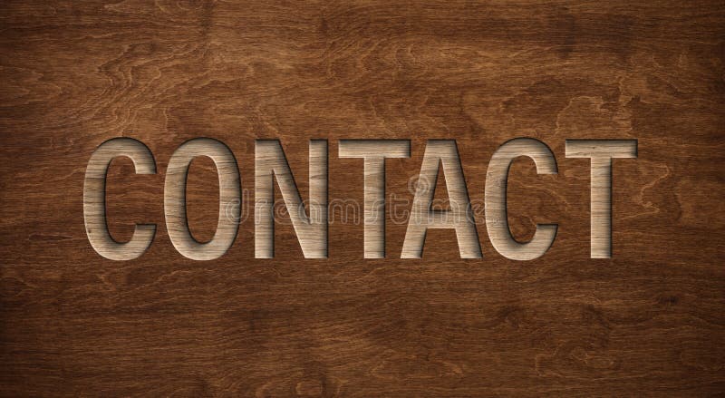 Contact Word Engraved in Wooden Board Stock Photo - Image of engraving ...
