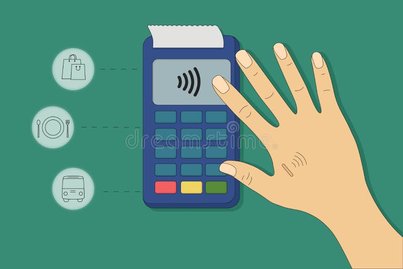 Contactless Payment by Hand with a Chip. Stock Vector - Illustration of ...