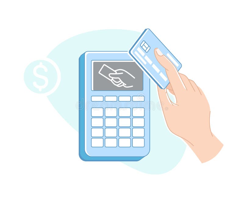Contactless Payment with Hand Paying with Plastic Card Vector ...