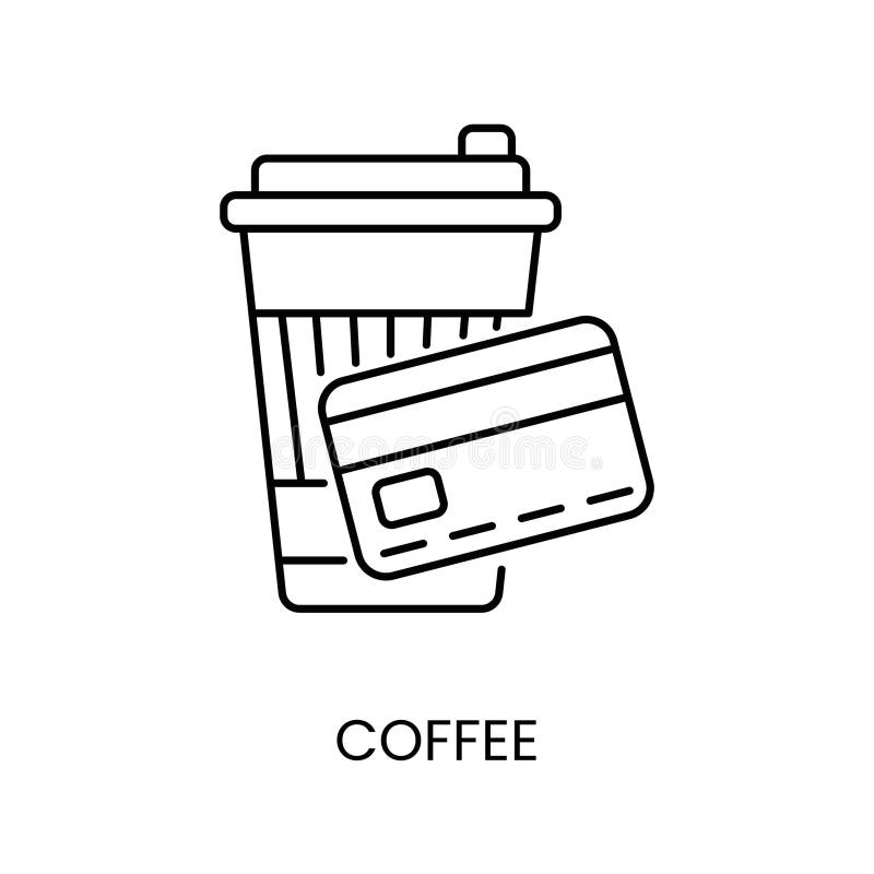 Contactless Payment Line Icon Vector Glass or Cup of Coffee Stock ...