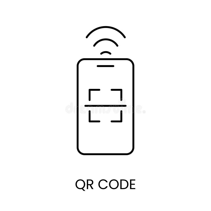 Contactless Payment Line Icon Vector Scanning by Phone Qr Code Stock ...
