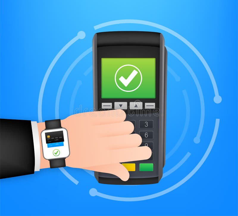 Contactless Payment Methods Mobile Smart Watch and Wireless POS ...