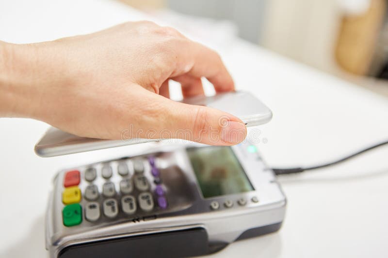 Contactless Payment with Smartphone and NFC Reader Stock Image - Image ...
